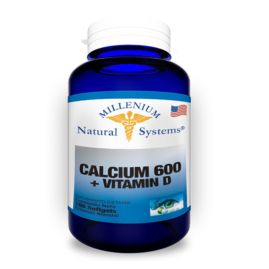 Calcium 600 más Vitamina D 100 Softgel calcio Natural Systems Milleium ...