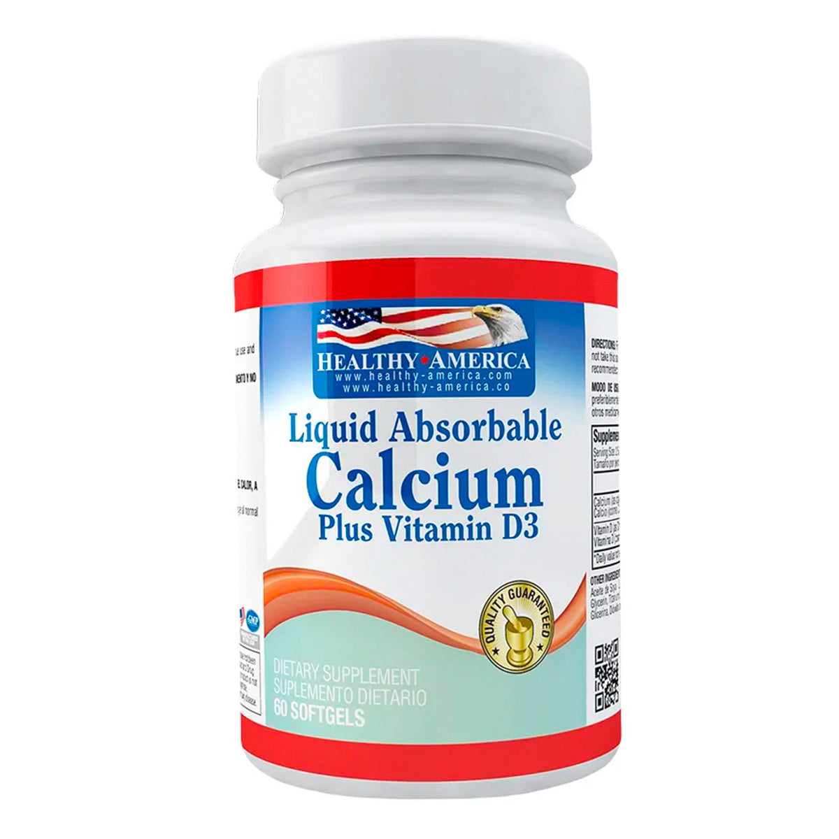 Liquid Absorbable Calcium 1200mg Plus D3 Calcio liquido Healthy America ...